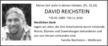 Traueranzeigen von David Reichstein | Nordbayerischer Kurier