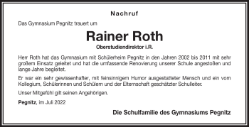 Traueranzeigen von Rainer Roth | Nordbayerischer Kurier