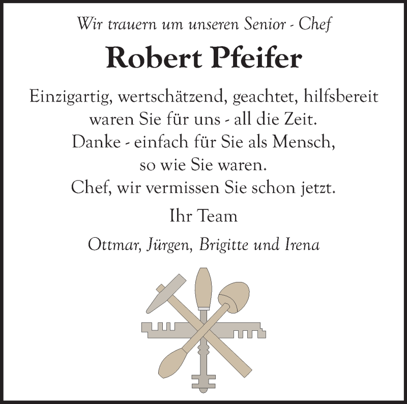 Traueranzeigen von Robert Pfeifer | Nordbayerischer Kurier
